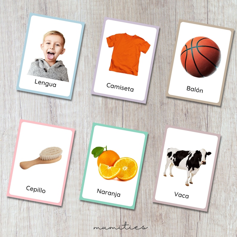 Flashcards PRIMERAS PALABRAS Imprimibles 80 Cards ESPAÑOL. - Etsy