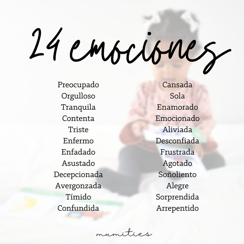 Flashcards EMOCIONES imprimibles 24 cards ESPAÑOL. Tarjetas educativas ...