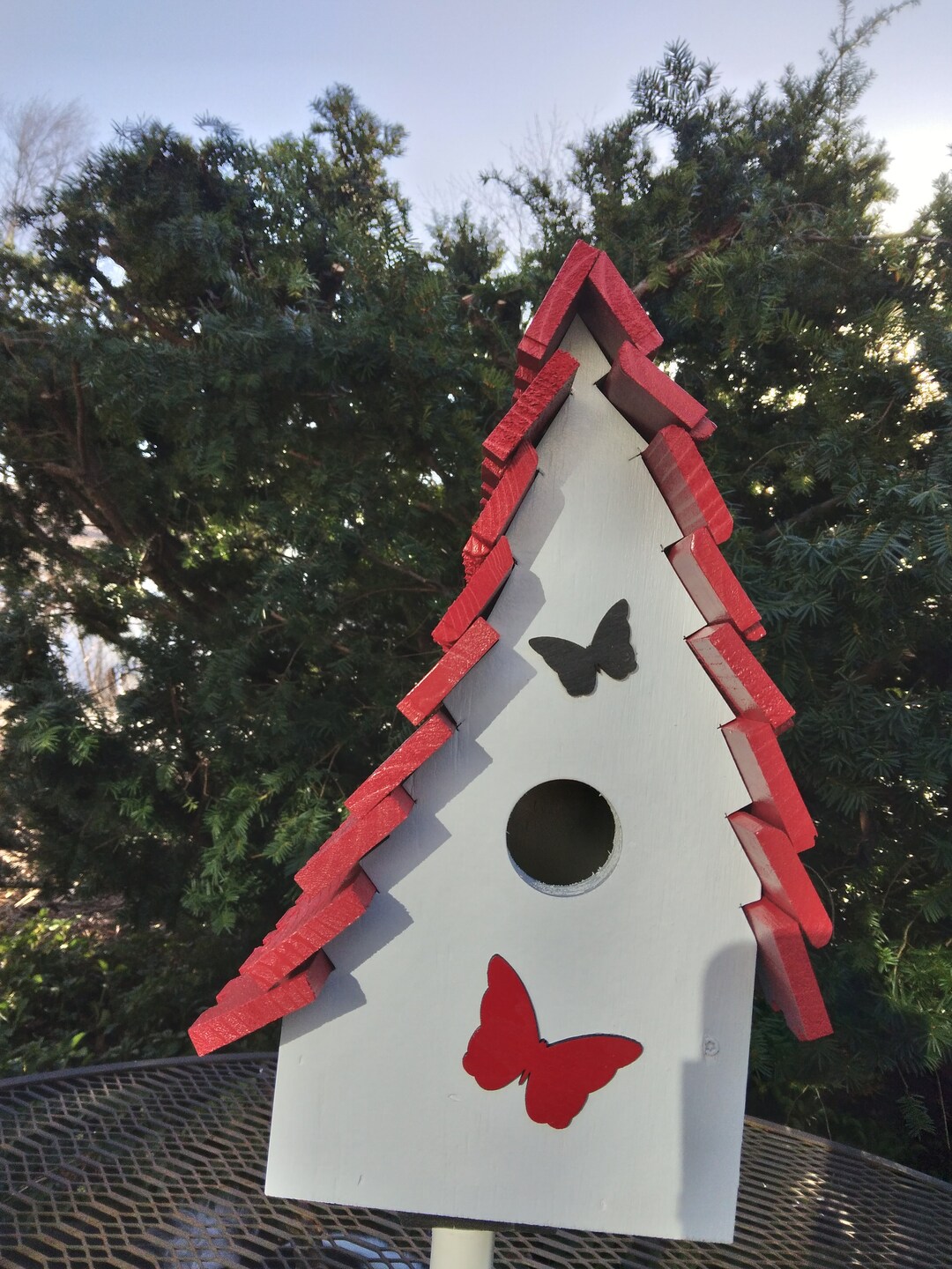 Sawtooth Roof Birdhouse, Yard Decor, Nesting Box, Songbird House, Bird ...