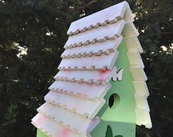 Sawtooth Roof Birdhouse, Yard Decor, Nesting Box, Songbird House, Bird ...