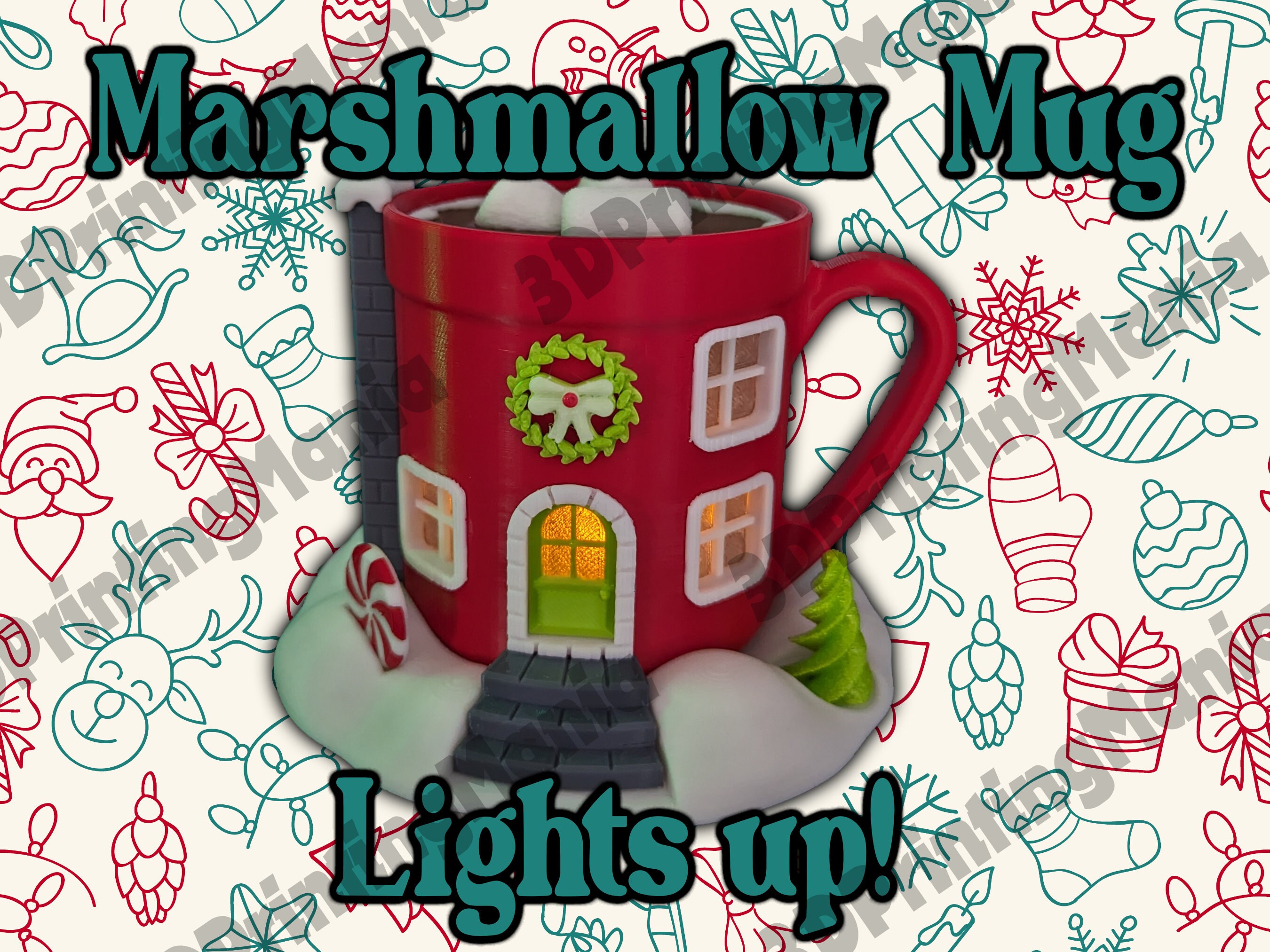 Christmas Village House Marshmallow Mug Cup Santas Home - Etsy