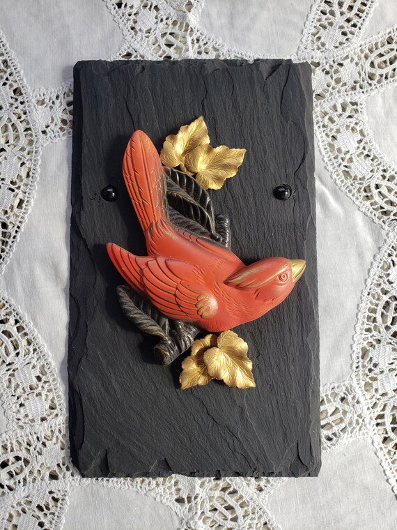 Wall Art Slate Plaque With Ceramic Cardinal 1 - Etsy