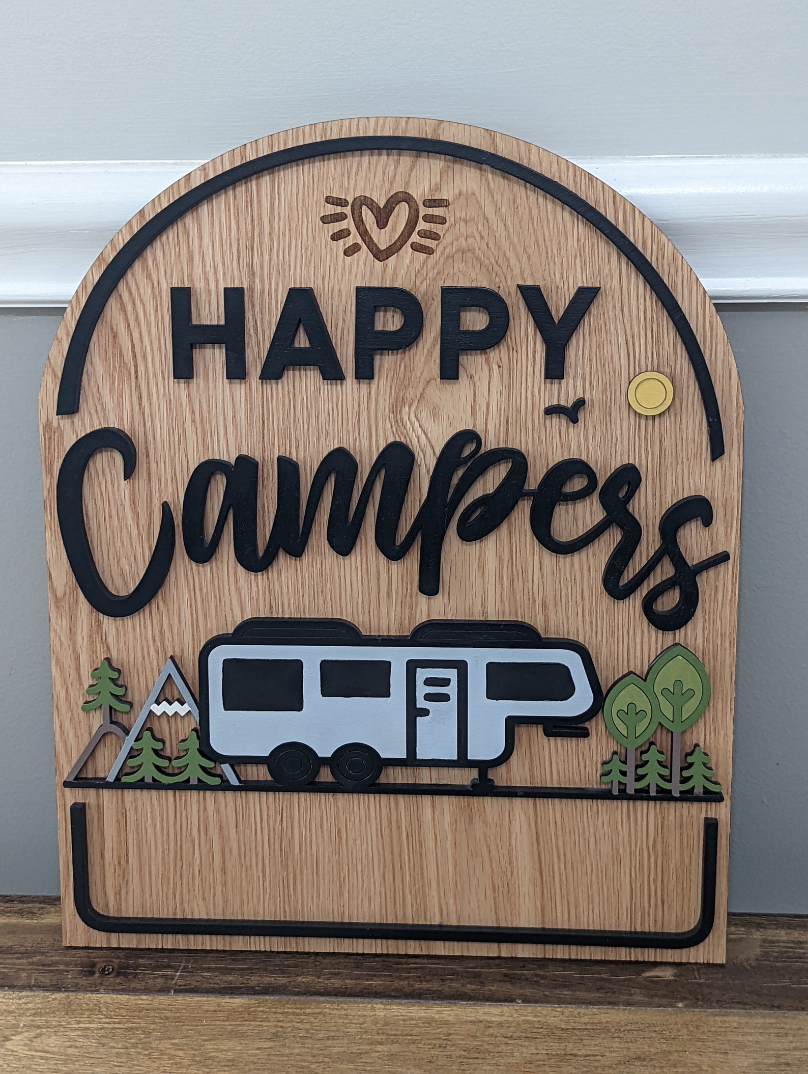 Happy Campers Personalized Welcome Sign | Camper Door Hanger | Wooden ...