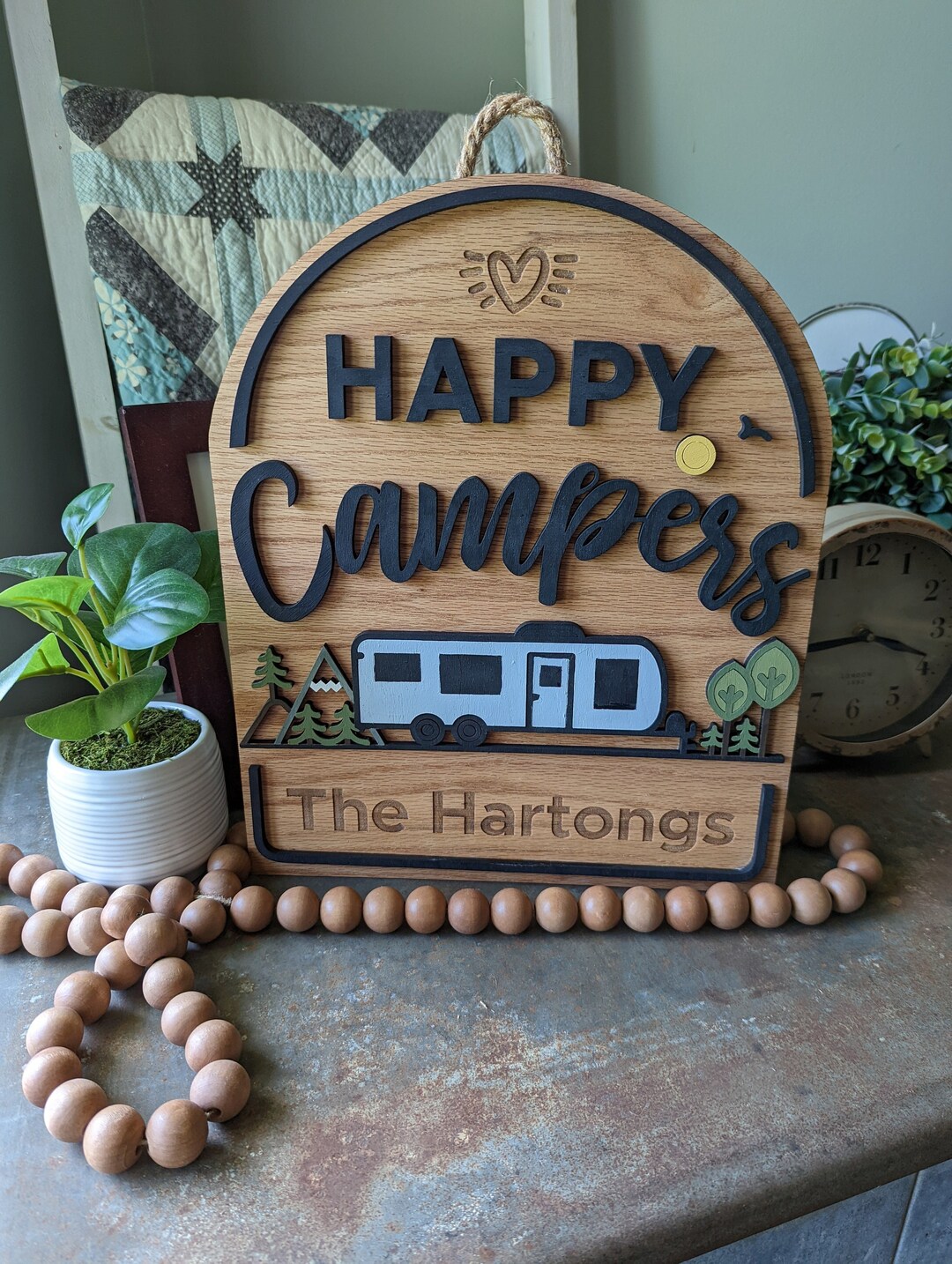 Happy Campers Personalized Welcome Sign Camper Door Hanger - Etsy