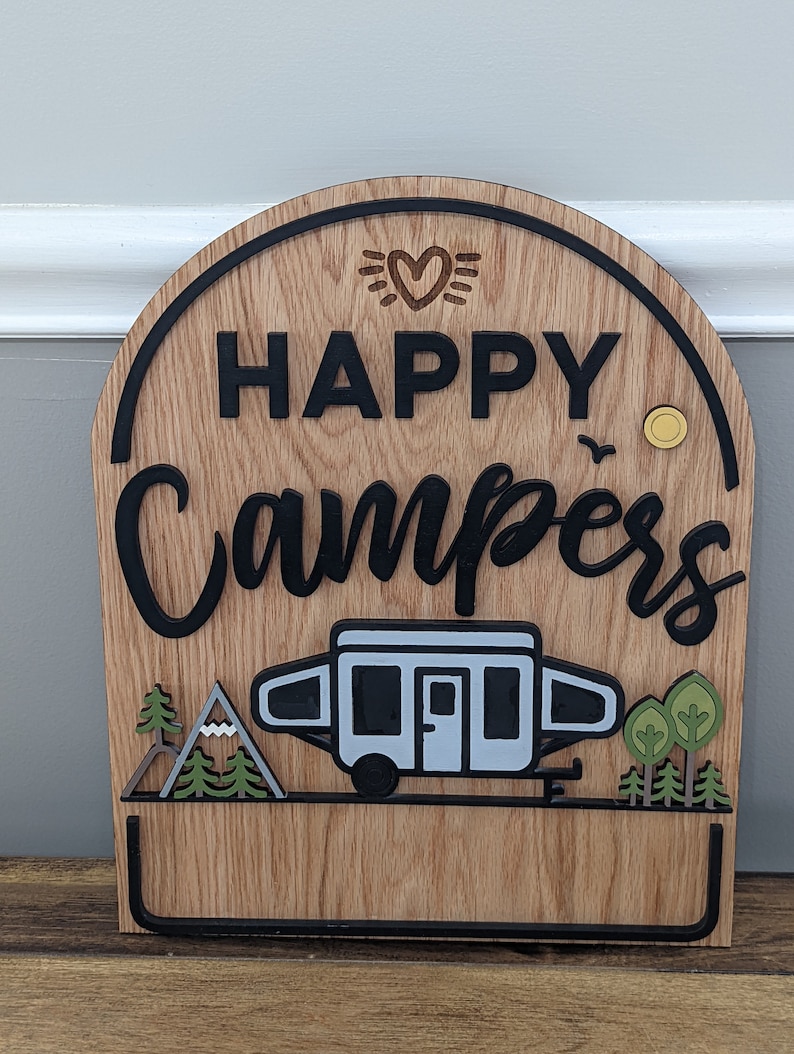 Happy Campers Personalized Welcome Sign Camper Door Hanger - Etsy