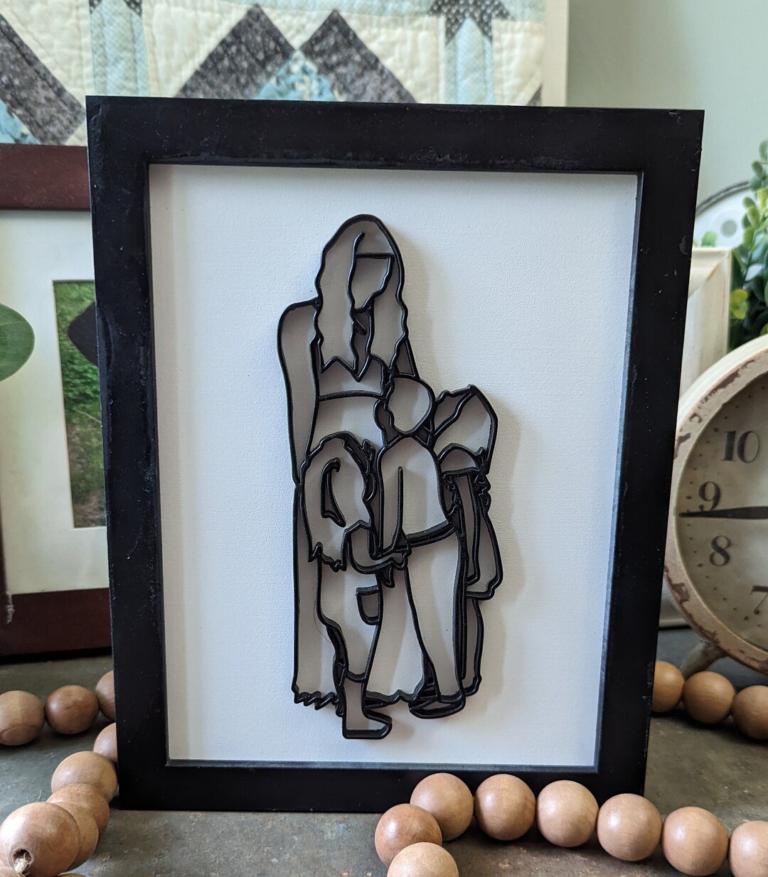 Custom 3D Line Drawing - Line Portrait Keepsake - Framed Photo Re ...