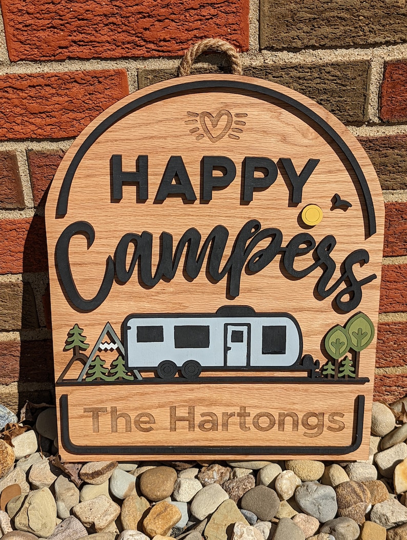 Happy Campers Personalized Welcome Sign Camper Door Hanger - Etsy