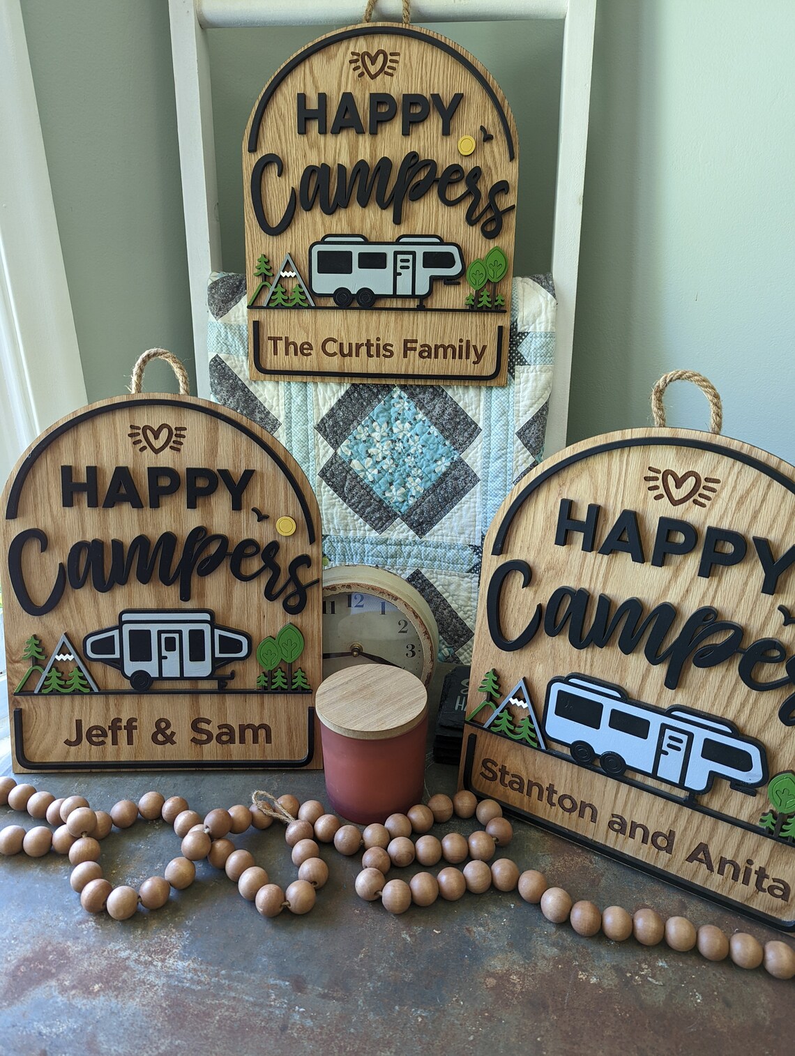 Happy Campers Personalized Welcome Sign Camper Door Hanger - Etsy