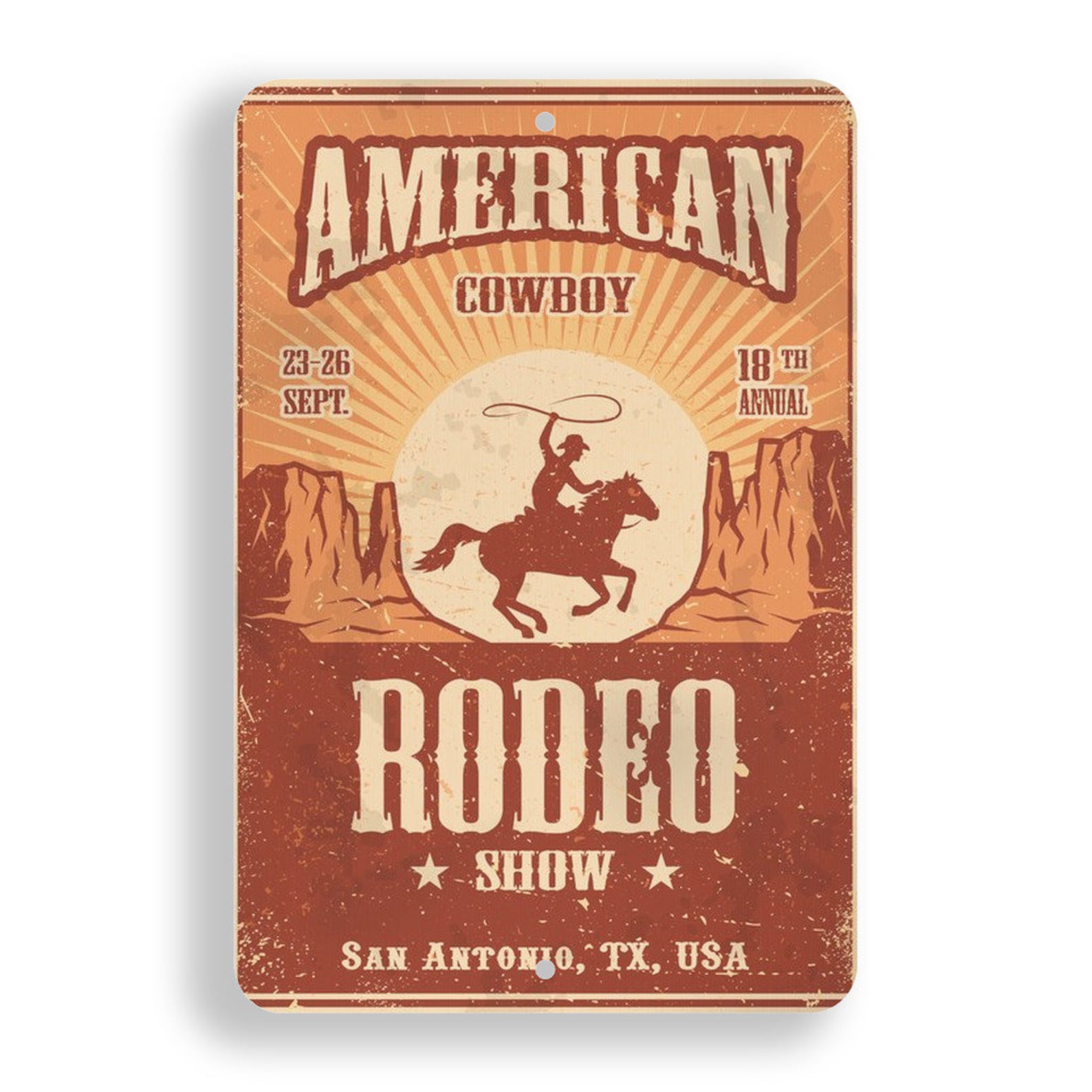 American Cowboy Metal Wall Signvintage Wall Signrodeo Tin - Etsy