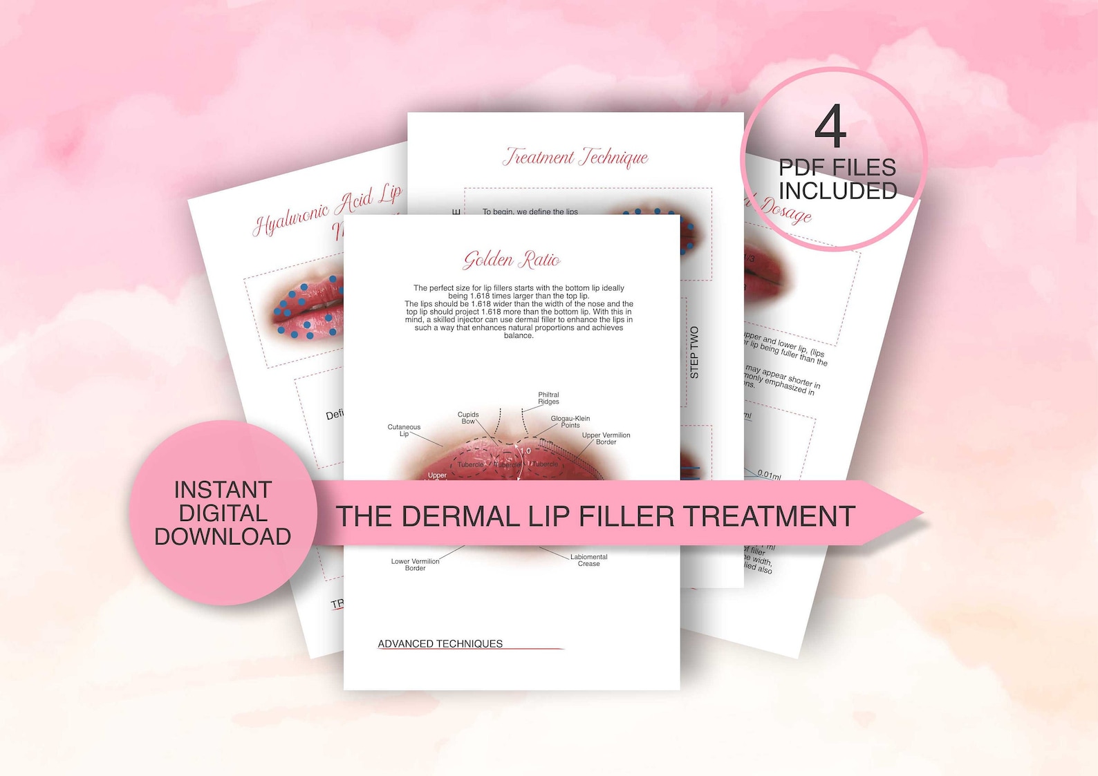The Dermal Lip Filler Treatment Sheets, Hyaluronic Pen Lip Maps, Lip ...