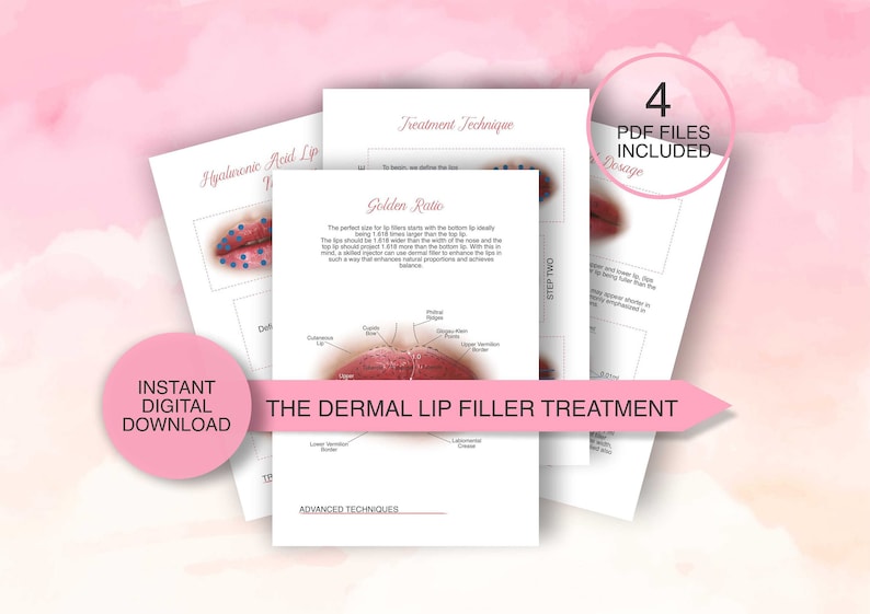 The Dermal Lip Filler Treatment Sheets, Hyaluronic Pen Lip Maps, Lip ...