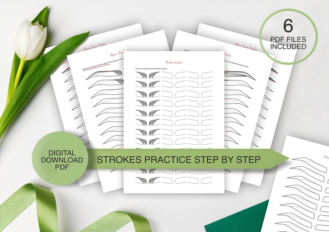 Eyebrow Practice Sheets | 6 Pages of Eyebrows Strokes Practice Step by ...
