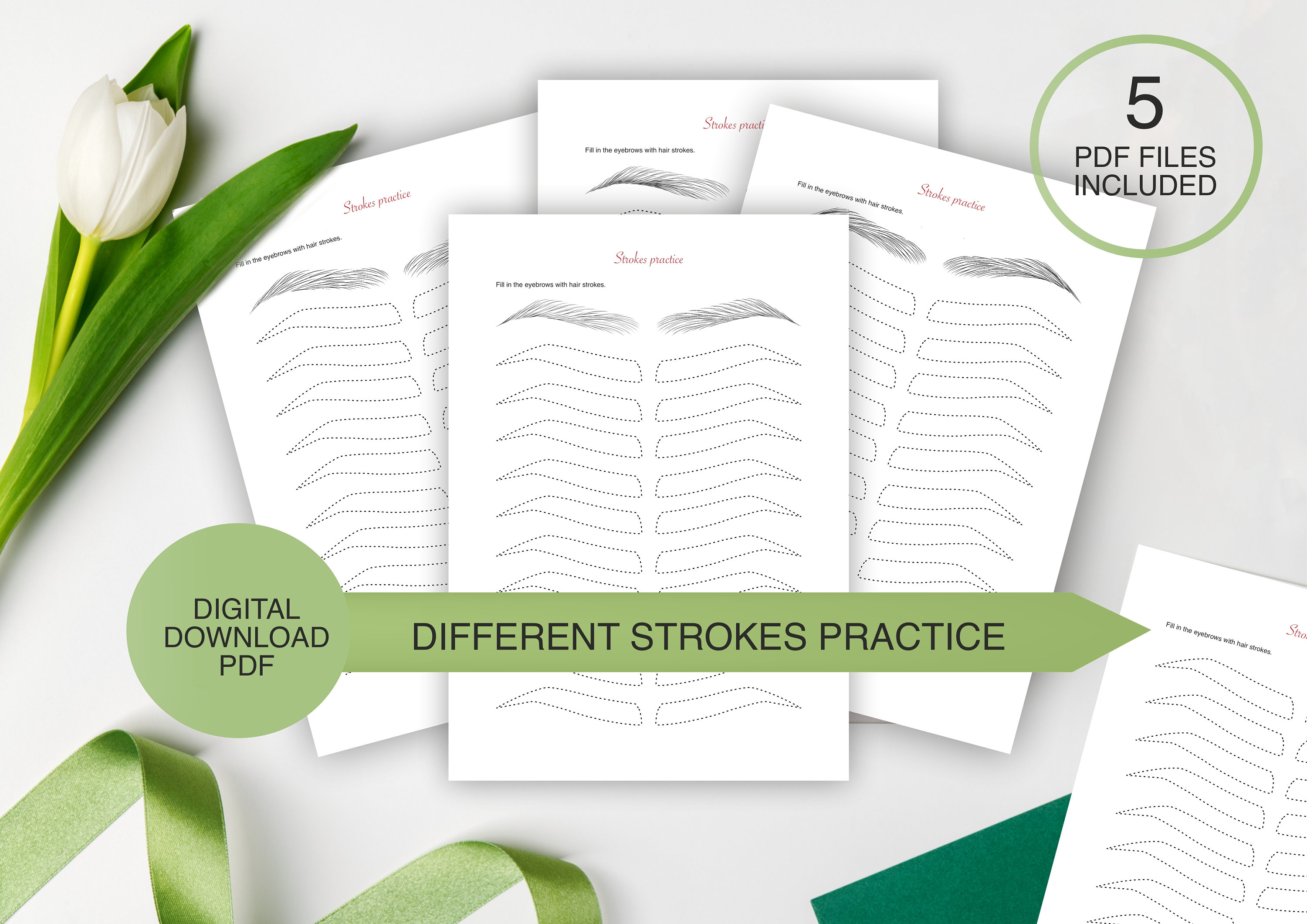 PDF 5 Pages of Eyebrows Practice Sheets |eyebrows Strokes Practice ...