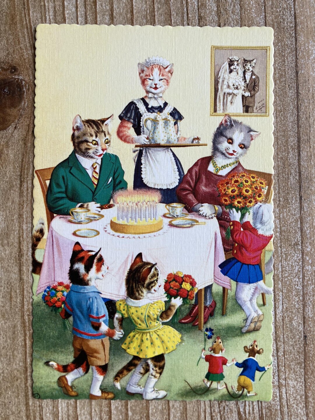 Mainzer Cats * Happy Birthday Cake and Flowers * 4738 * Alfred Mainzer ...