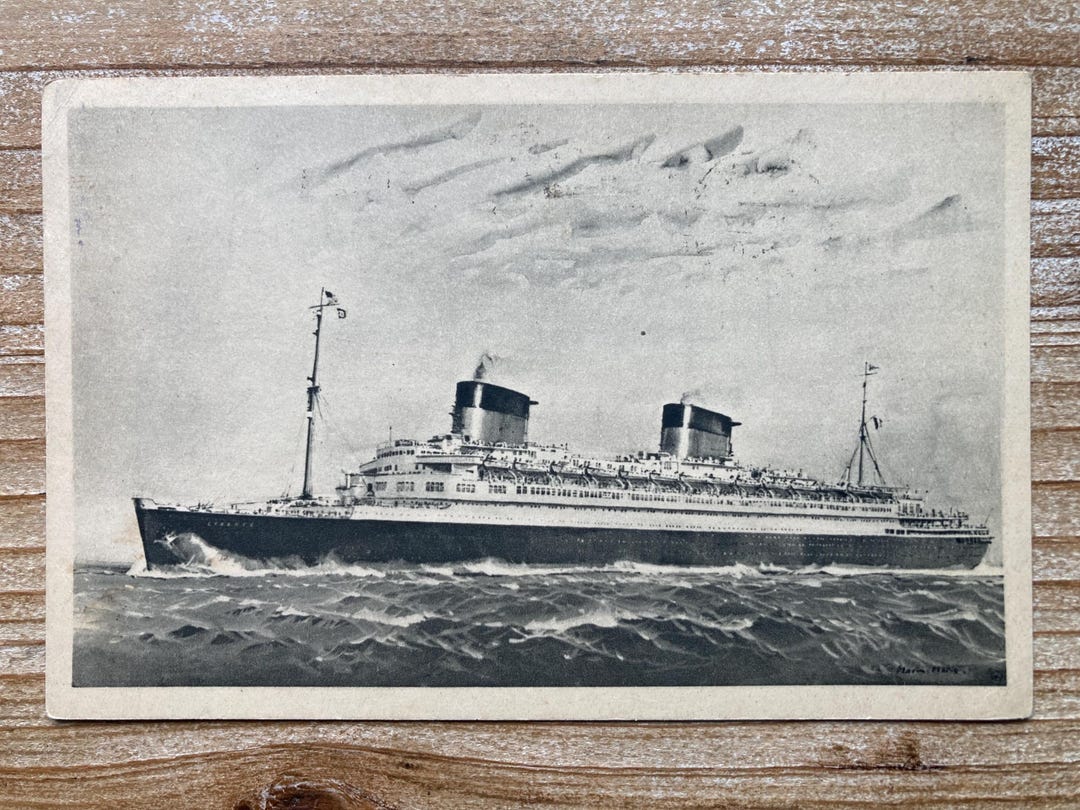 Transatlantic, French Line, SS Liberte, 1950, Canceled Stamp, Vintage ...