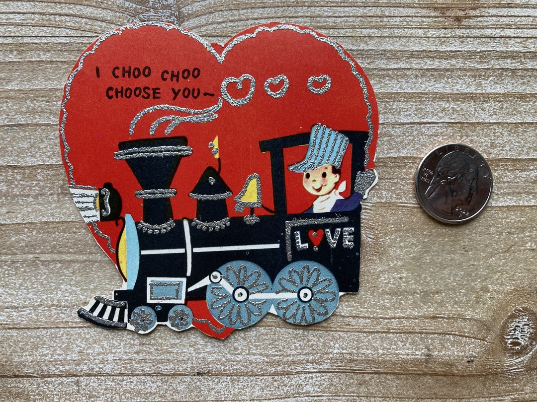Train Engineer I Choo Choo Choose You Die Cut Vintage Valentine ...