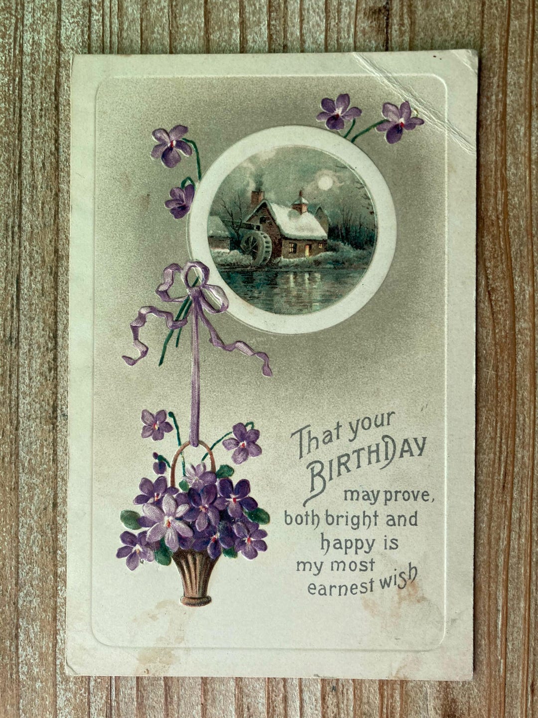 That Your Birthday May Prove Both Bright and Happy, Used, Antique ...
