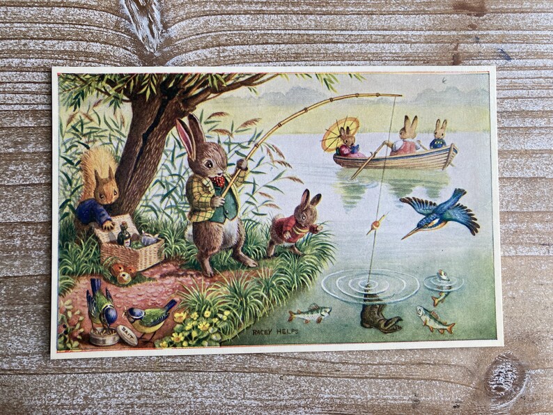 Surprise Catch Rabbits Fishing Racey Helps the Medici Society Great ...