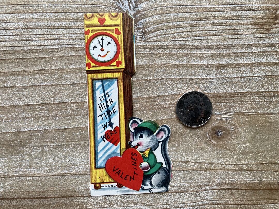 Mouse * Grandfather Clock * High Time * Die Cut * Vintage Valentine ...