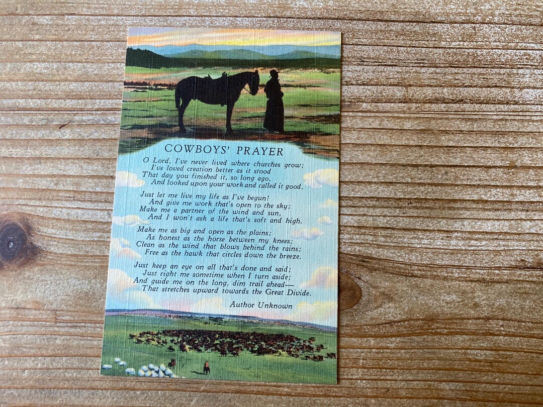 Cowboys Prayer, Horse, Poem, Cattle, Unused, Vintage Postcard - Etsy