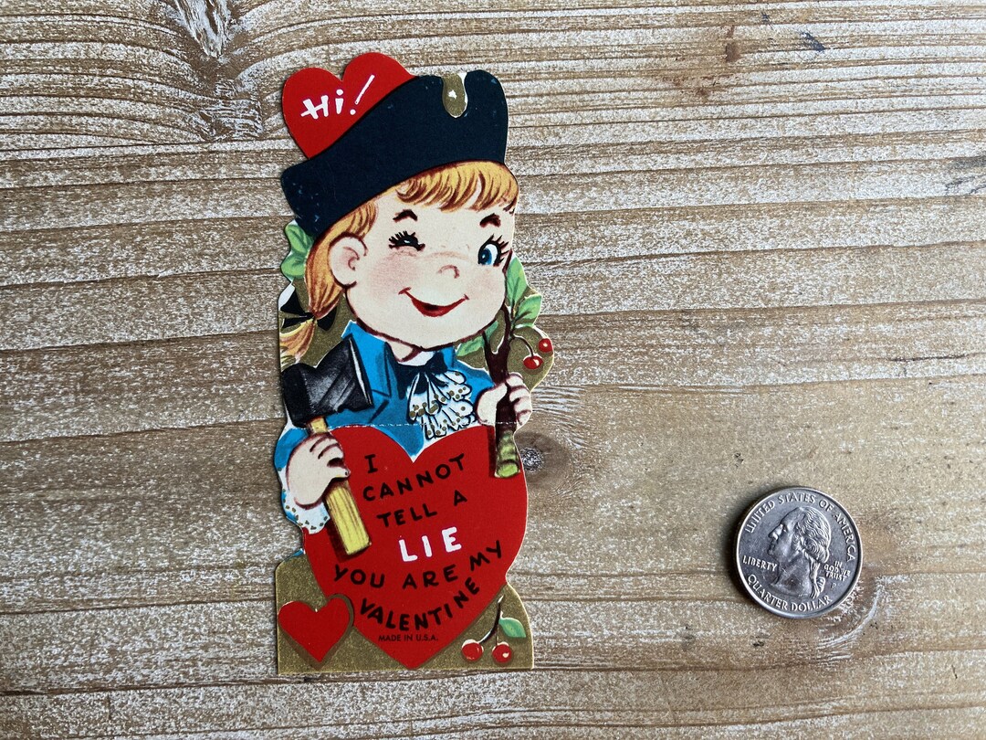 Girl Dressed as George Washington I Cannot Tell A Lie Die Cut Vintage ...