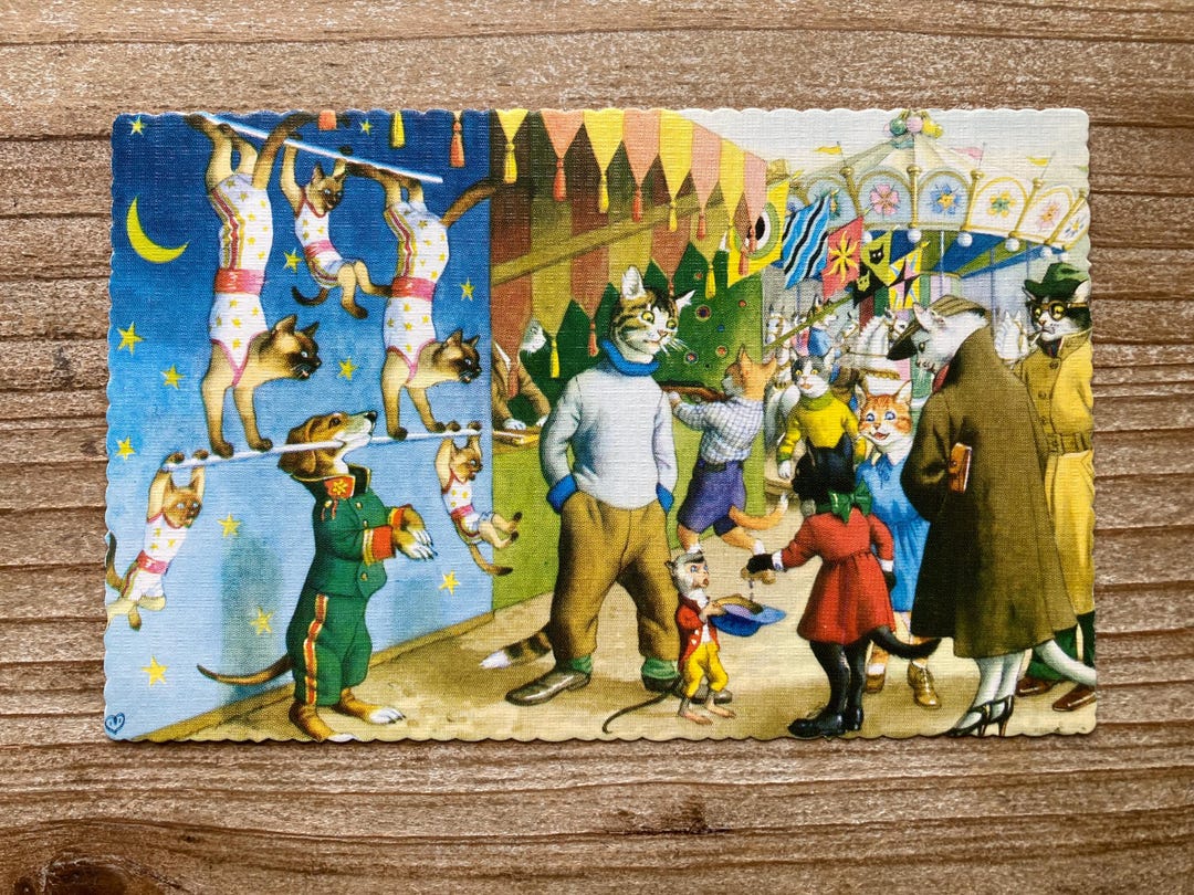 Mainzer Cats * Circus Act * 4708 * Carnival * Spain * Unused * Vintage ...