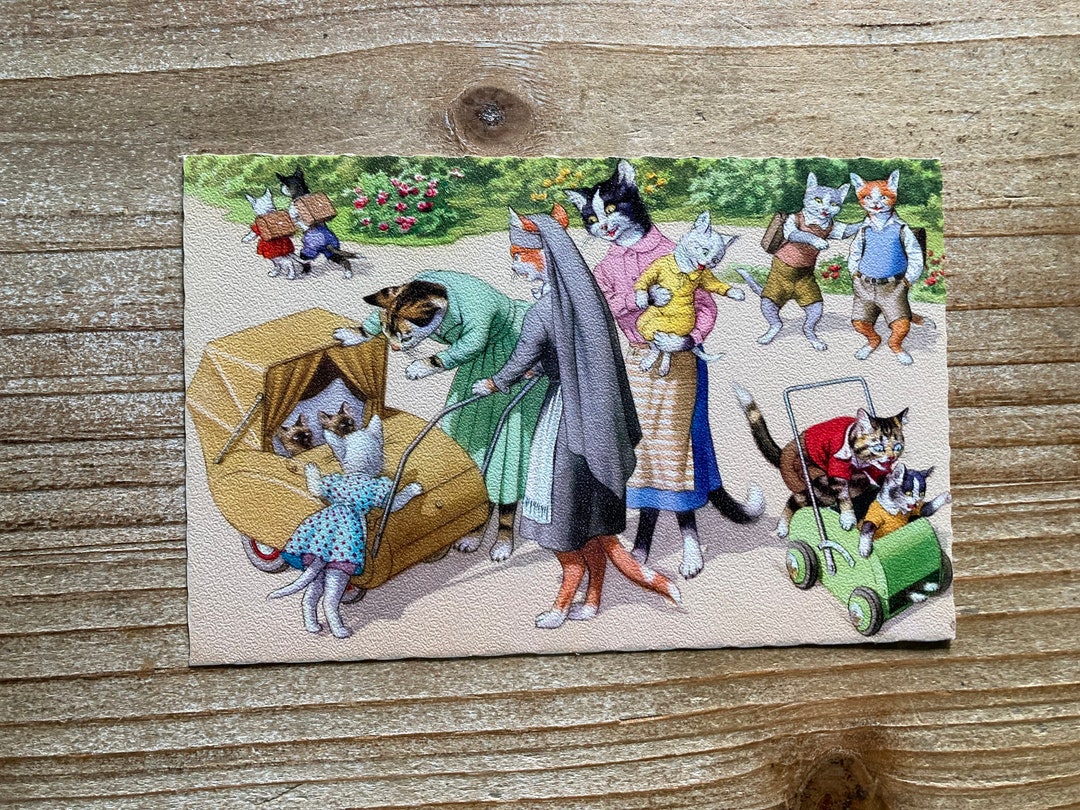 Mainzer Cats * Nurse Pushing Stroller With Twin Kittens * 4854 * Alfred ...