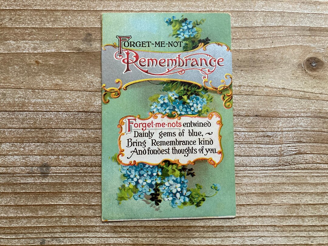 Forget Me Not Remembrance, Flowers, Poem, 1910, Canceled, Antique ...