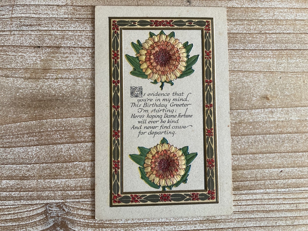 Birthday Greeter * Yellow Flower * Sunflower * Victorian Era * Early ...