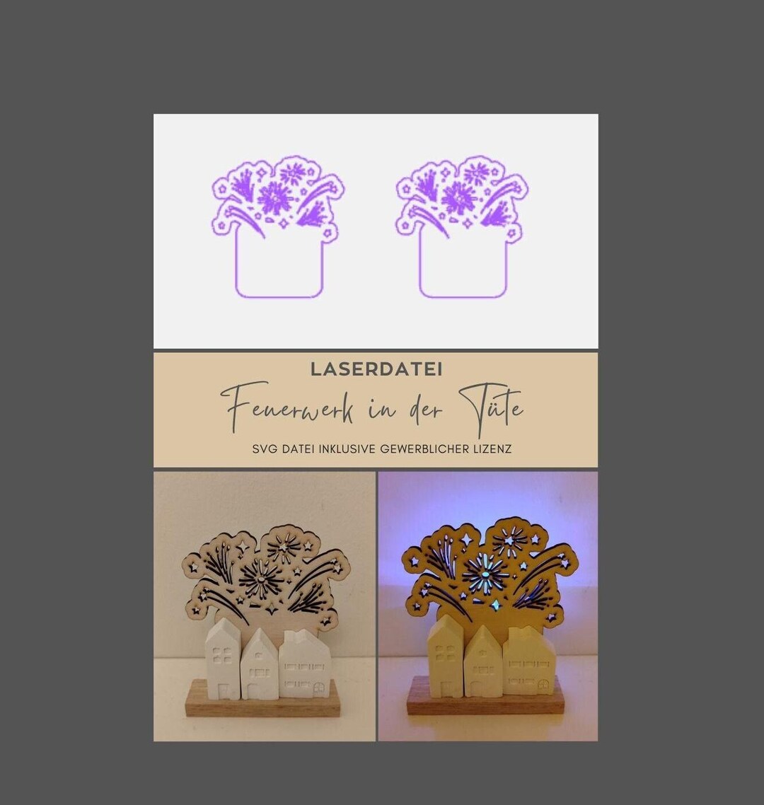 SVG Laser File Fireworks in a Bag/ to Go Including Commercial License ...