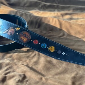Solar System Guitar Strap, Leather Guitar Strap, Suede Underside ...