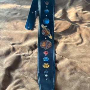 Solar System Guitar Strap, Leather Guitar Strap, Suede Underside ...