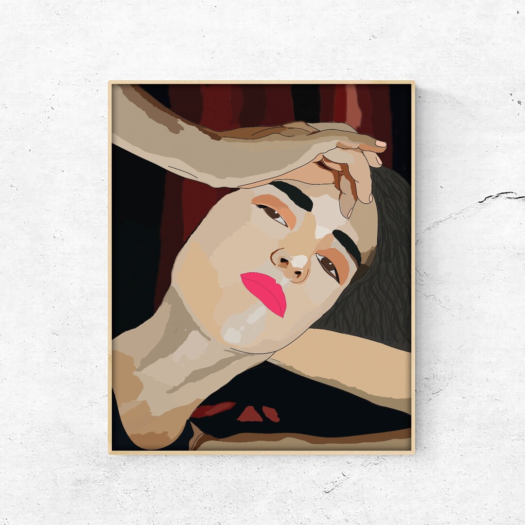 A Quiet Moment, Beautiful Feminine Face Art, Digital Boho Wall Decor ...