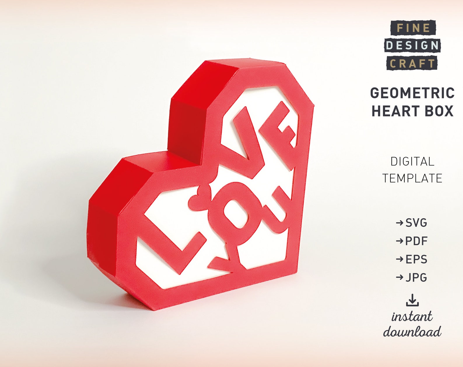 3D Heart Gift Box SVG, Geometric Design (digital Download) - Etsy