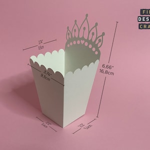 Popcorn Box With Princess Crown for Celebrations With Pattern Included ...