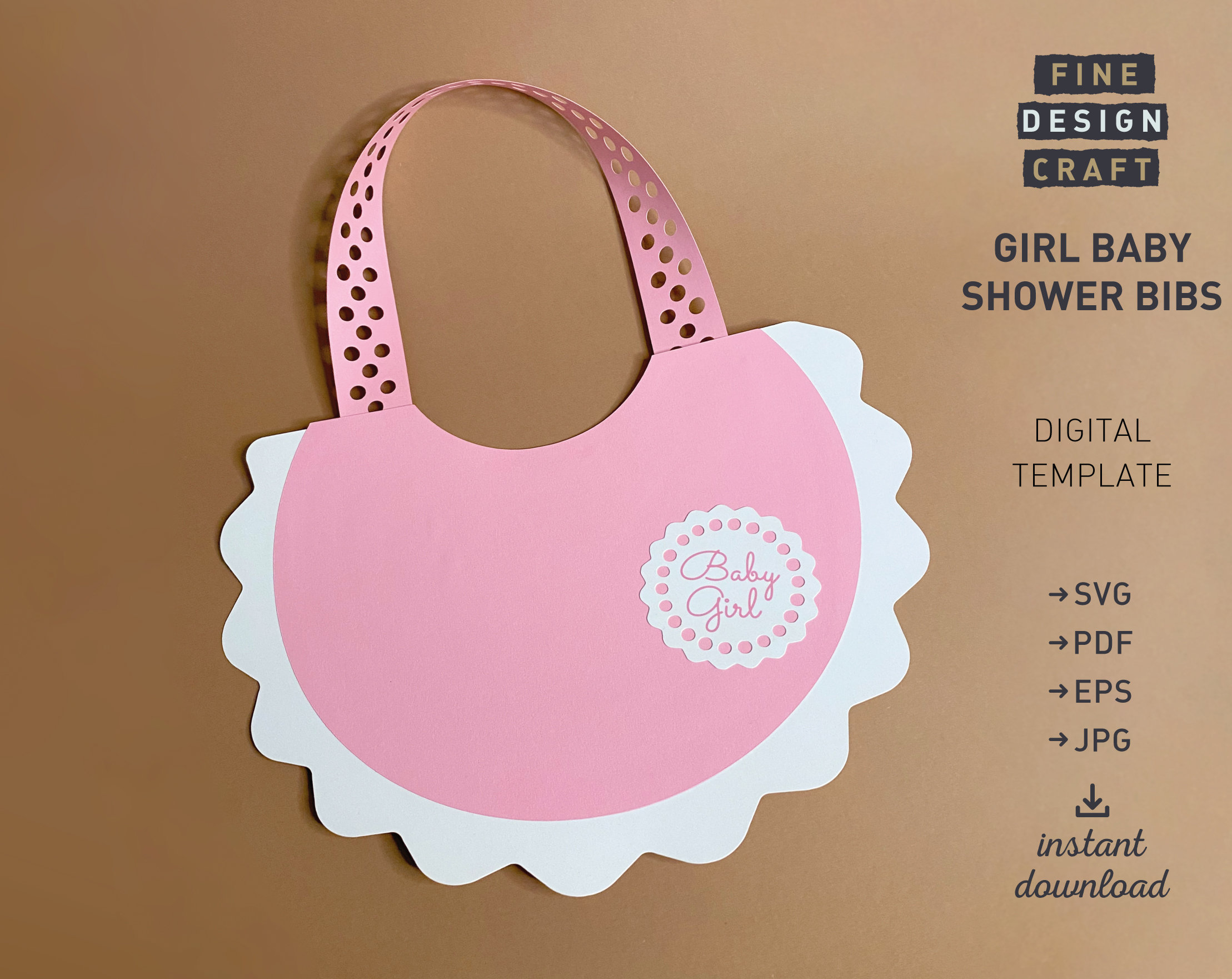 Digital Girl Bib, Digital Bib Baby Girl Gift SVG, Baby Girl Bib's ...