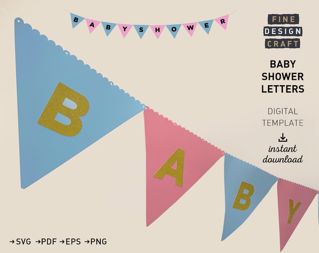 Baby Shower Letters, Triangle Decoration, Party Decor, Twin Sons, SVG ...