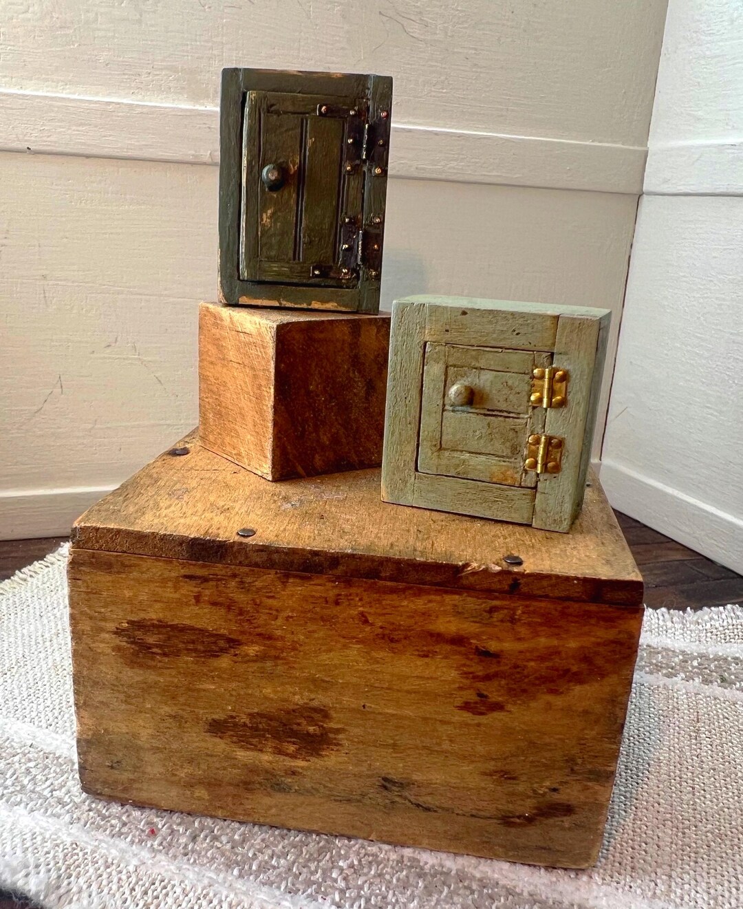 1:12 Minature Dollhouse Primitive Rustic Handmade Wooden Small Cabinets ...
