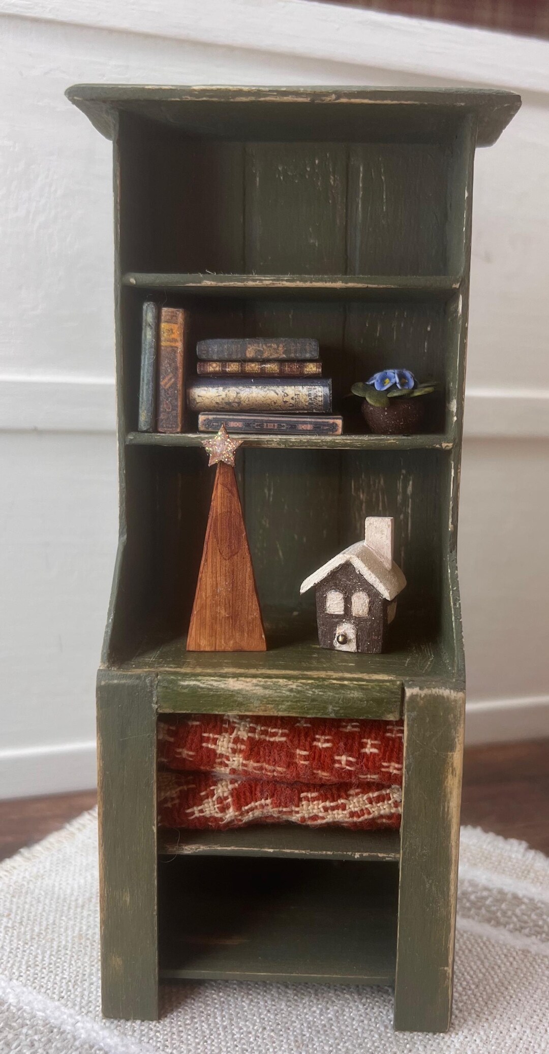 1:12 Miniature Dollhouse Primitive Rustic Step Back Cupboard Handmade ...
