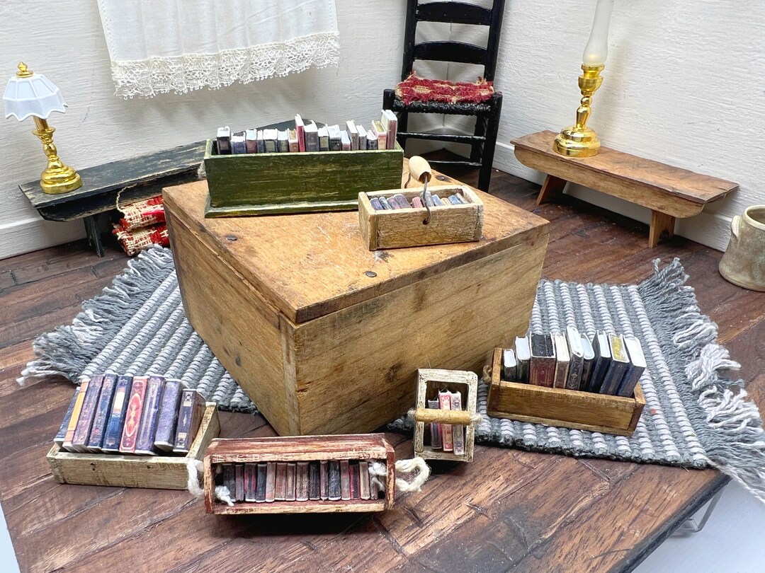 1:12 Miniature Dollhouse Primitive Wooden Trunk Book Carrier - Etsy