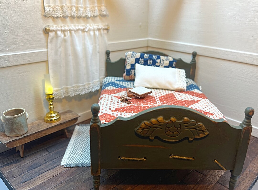 1:12 Miniature Dollhouse Primitive Rope Bed Refinished - Etsy