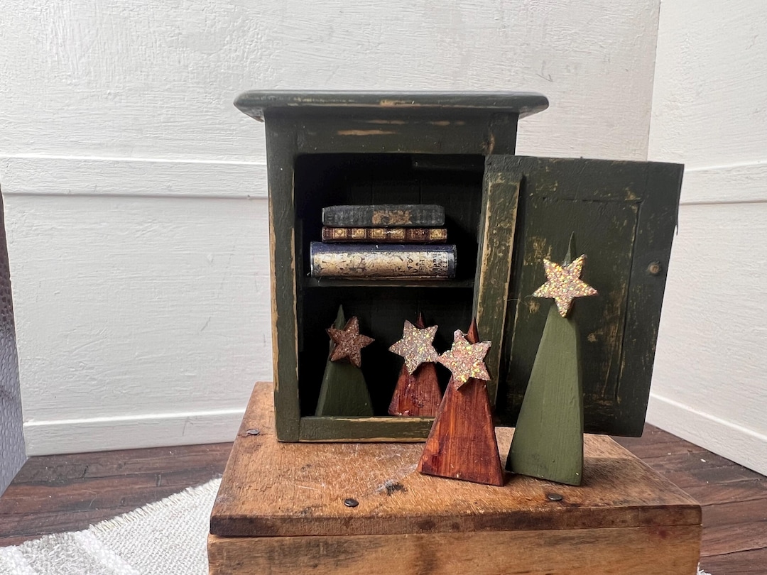 1:12 Miniature Dollhouse Handmade Primitive Forest Green Rustic ...