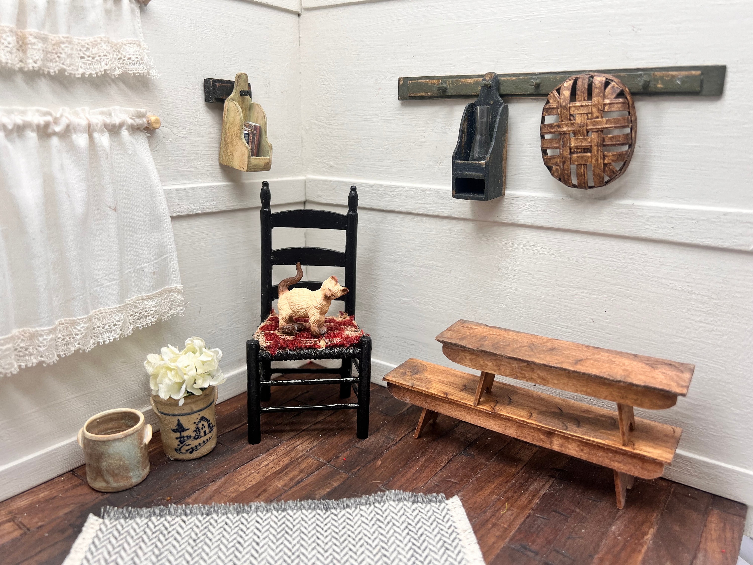 1:12 Miniature, Dollhouse, Primitive, Rustic Bench - Etsy