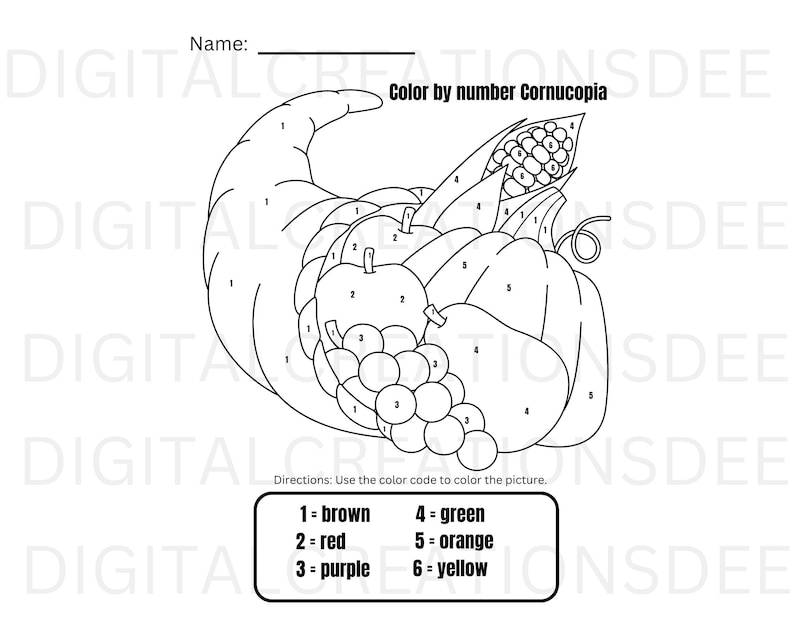 Cornucopia Color By Number