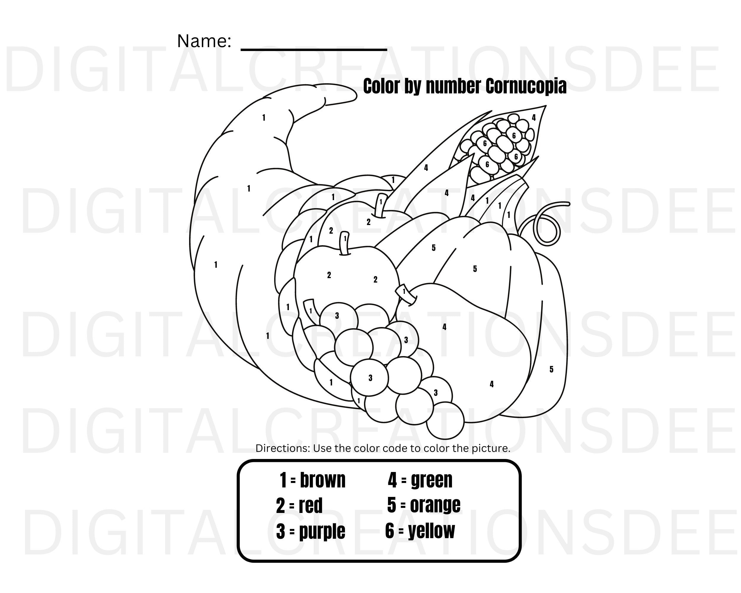 Cornucopia Color By Number