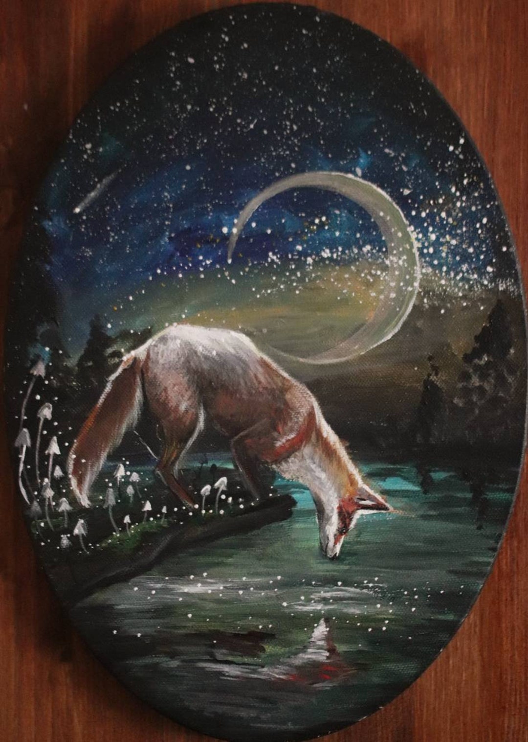 Fantasy Ethereal Painting on Oval Canvas Original Beautiful - Etsy