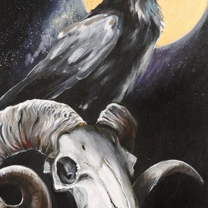 Original Ethereal Raven Painting on Canvas, With Real 22K Gold Leaf ...