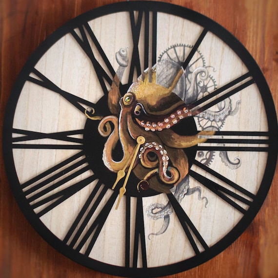 Octopus Steampunk Art Metal And Wood Hand Painted Steampunk Octopus
