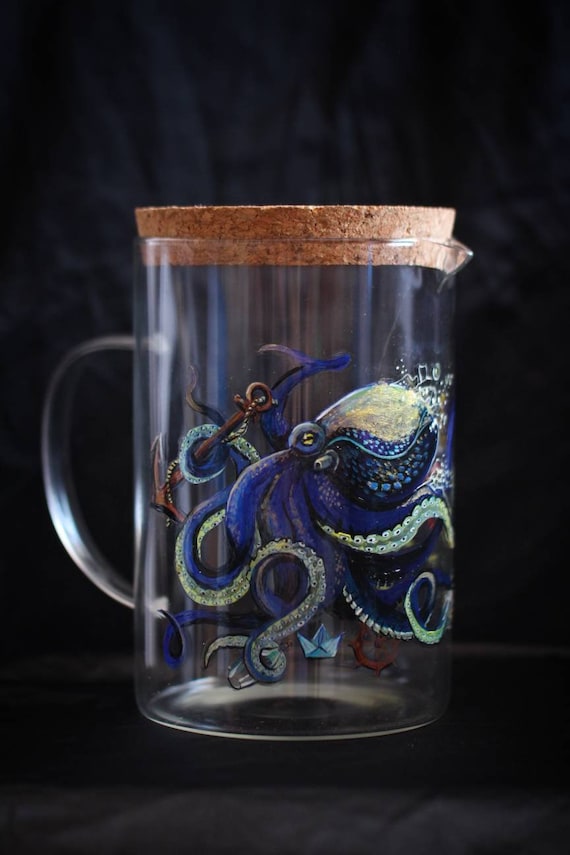Hand Painted Octopus Pitcher One of a Kind and Original - Etsy