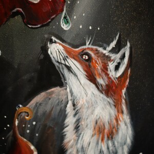 Fantasy Ethereal Painting on Canvas, Original Beautiful Fox, Mushrooms ...